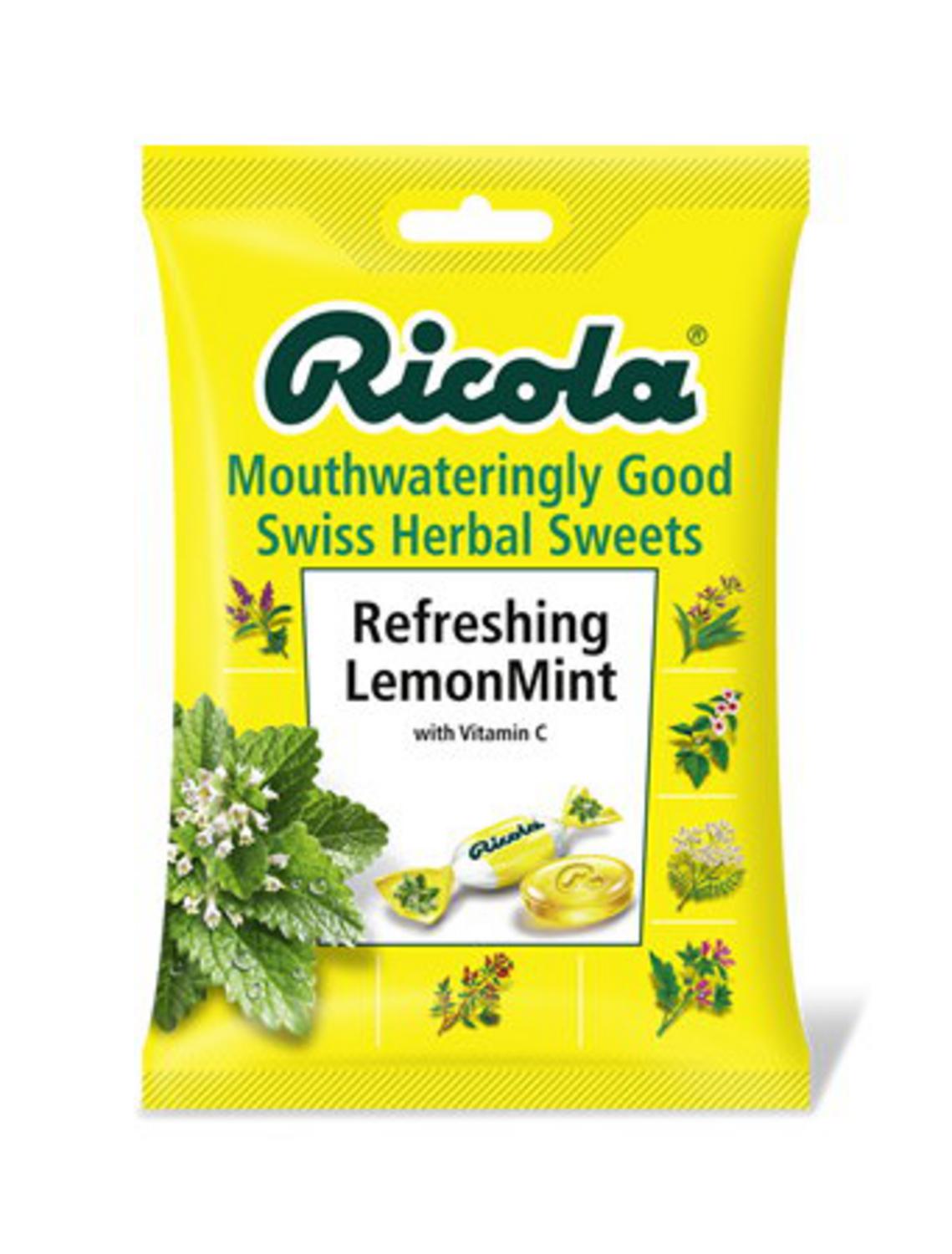 Lemon Mint Swiss Herbal Sweets in 70g bag from Ricola